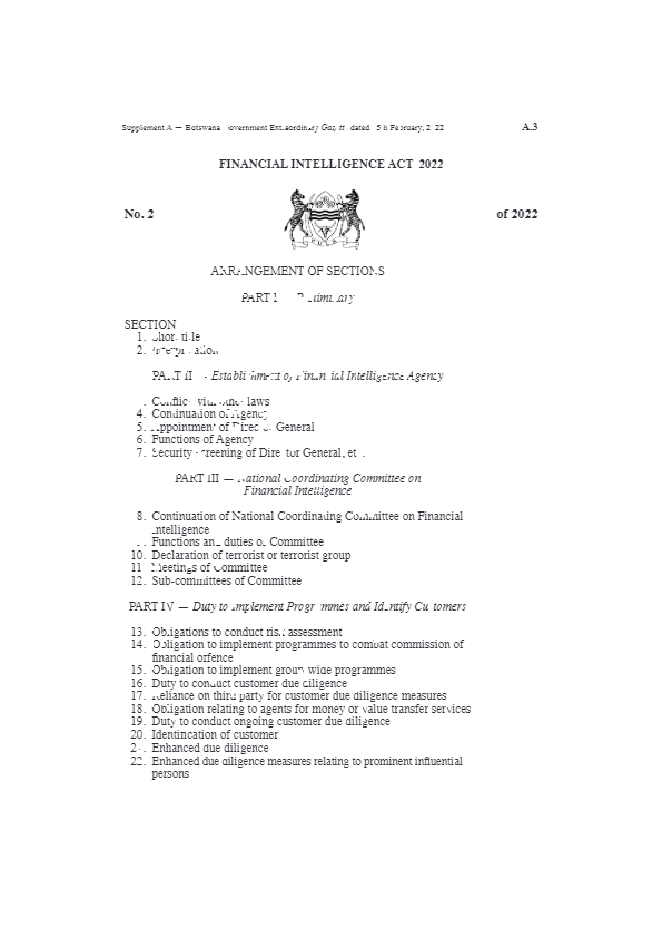 Financial Intelligence Act 2022 | Alpha Direct